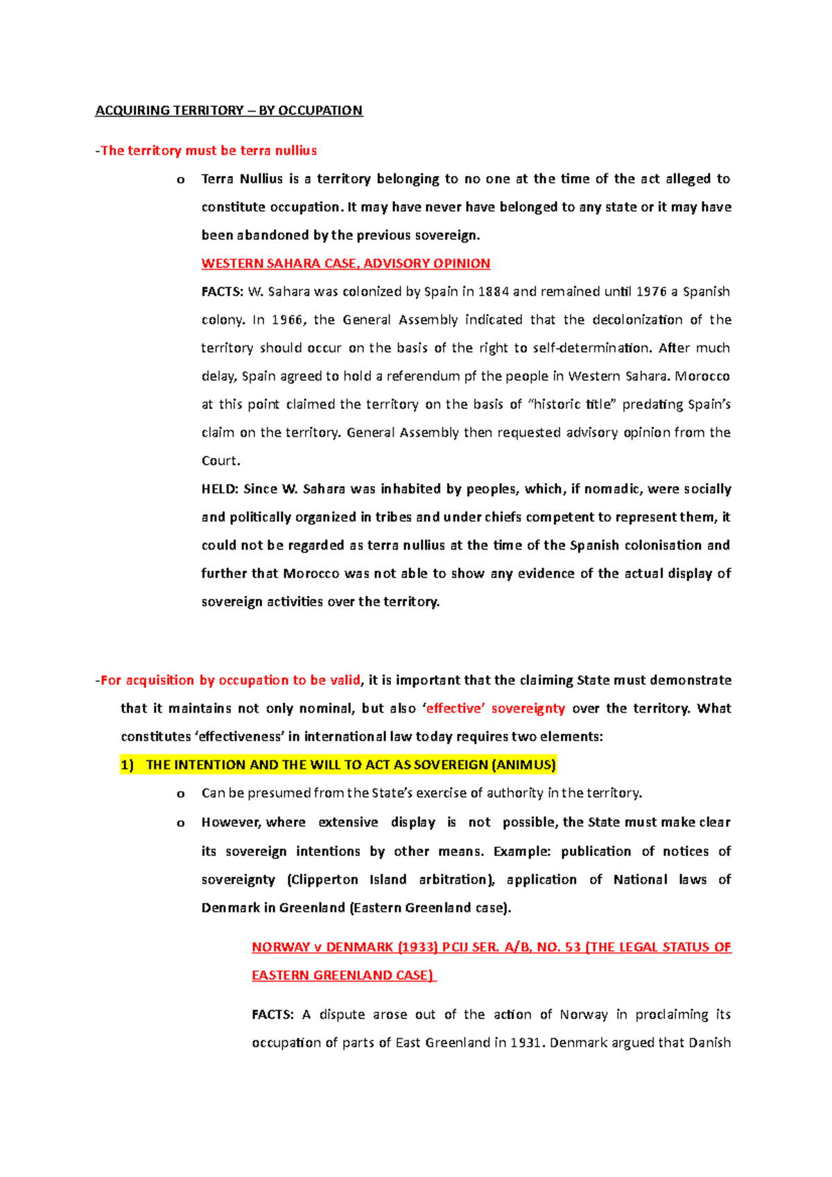 Acquiring of Territory by Occupation - ACQUIRING TERRITORY – BY ...