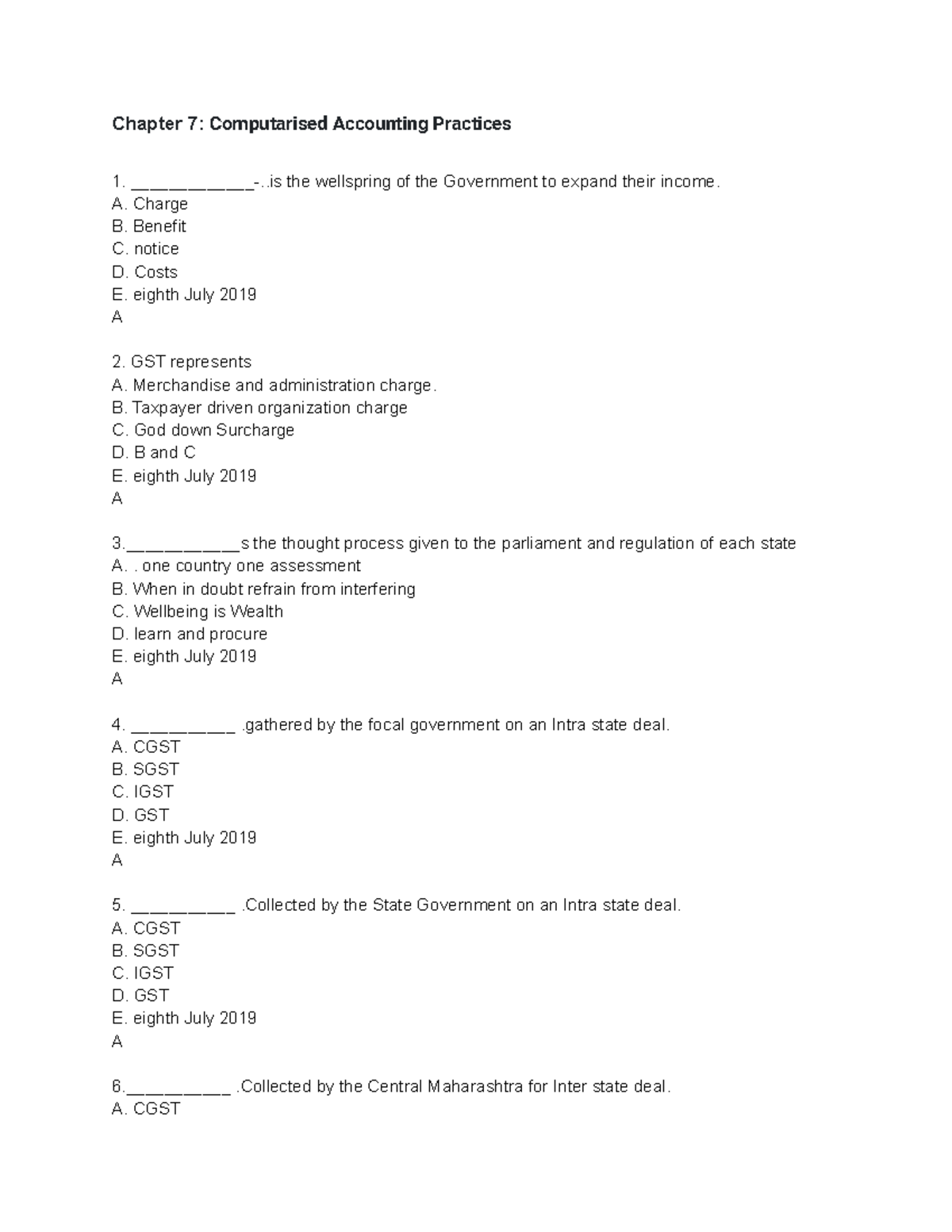 Chapter 7 Computarised Accounting Practices - Chapter 7:Computarised ...