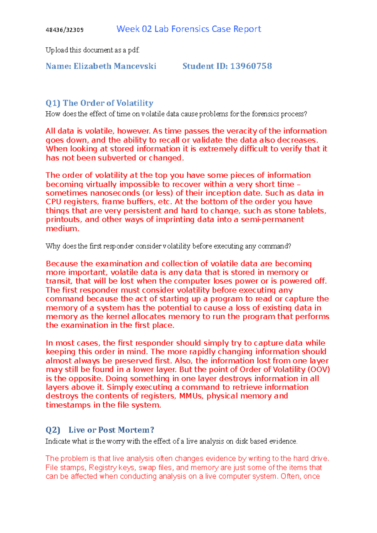 Week 02 Forensics Case Report - Upload this document as a pdf. Name ...