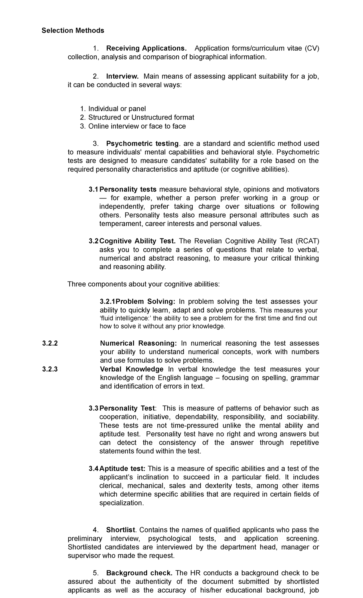 Selection Methods - Selection Methods Receiving Applications ...