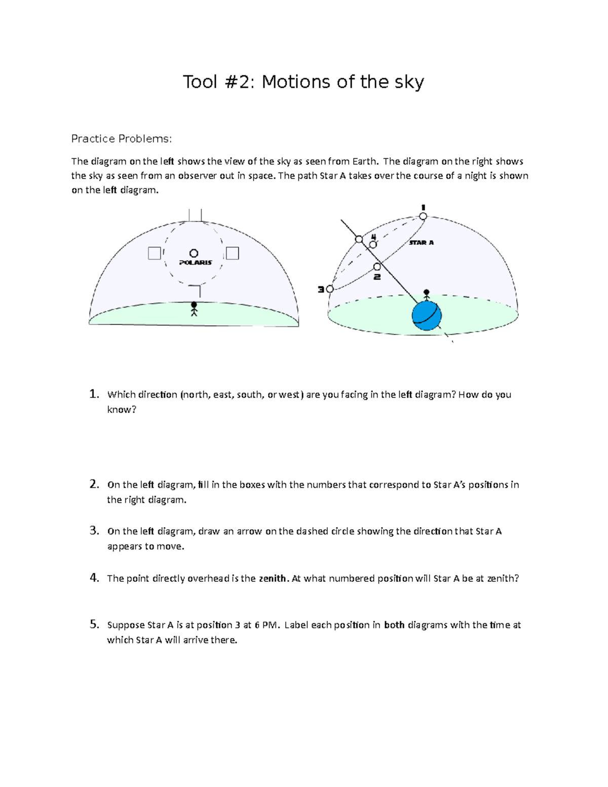 Microtask 2 - Motions of the Sky - Practice - Tool #2: Motions of the ...