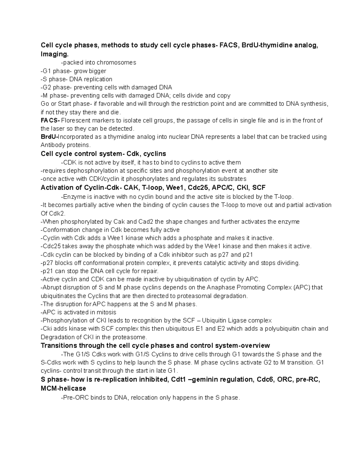 Study guide - Cell cycle phases, methods to study cell cycle phases ...