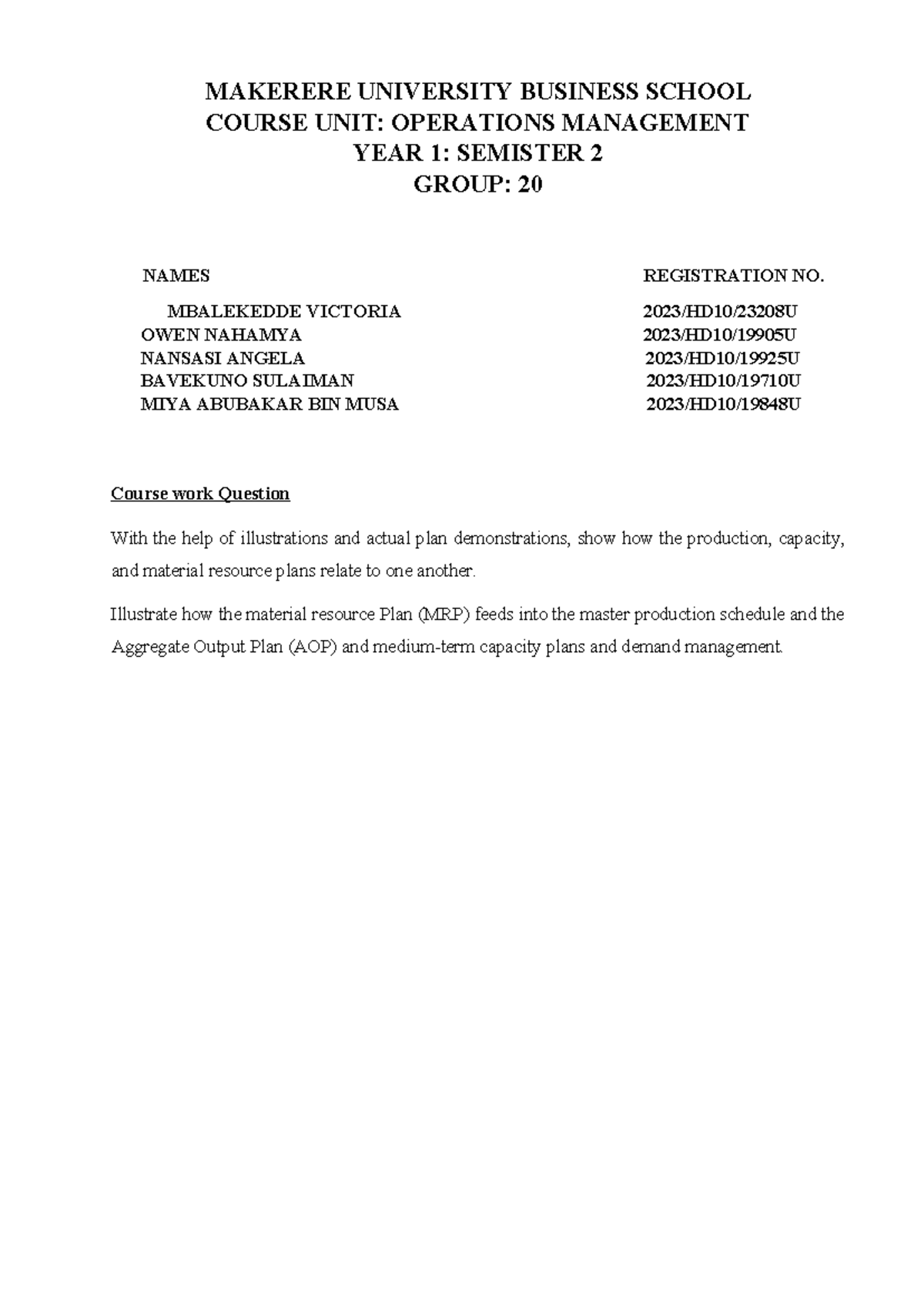 MRP course work draft - These are academic writeups and not substitute ...