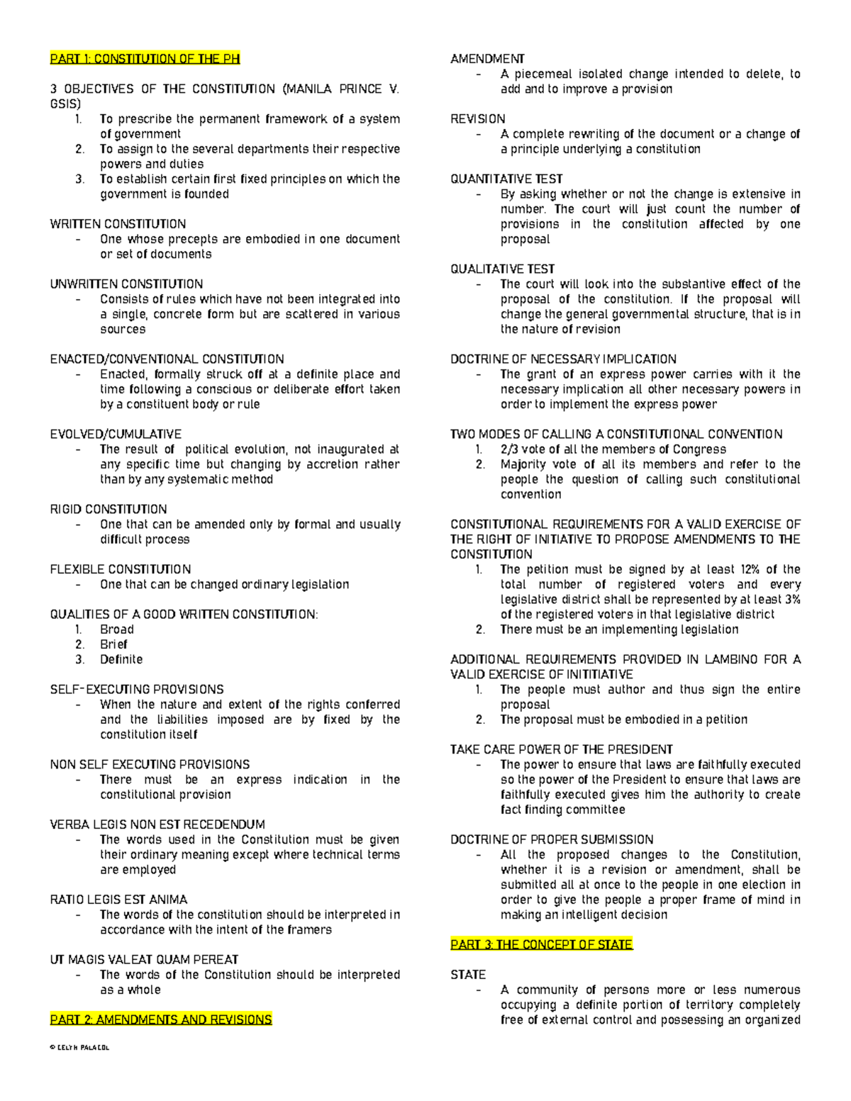 Poli Objectives Finals - PART 1: CONSTITUTION OF THE PH 3 OBJECTIVES OF ...