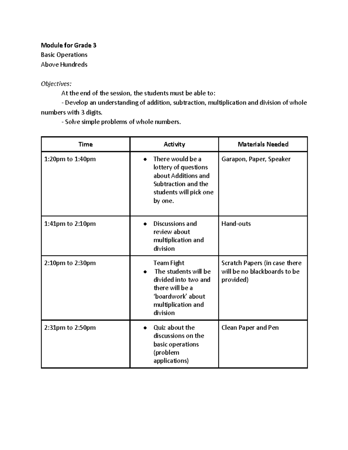 Module Grade 3 Mathematics Lecture Warning Tt Undefined Function 32 Warning Tt