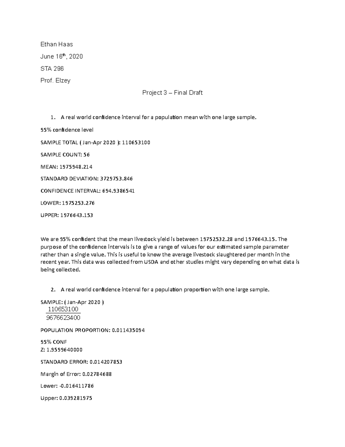 STA 296 - Project 3 - final Draft - Ethan Haas June 16th, 2020 STA 296 ...