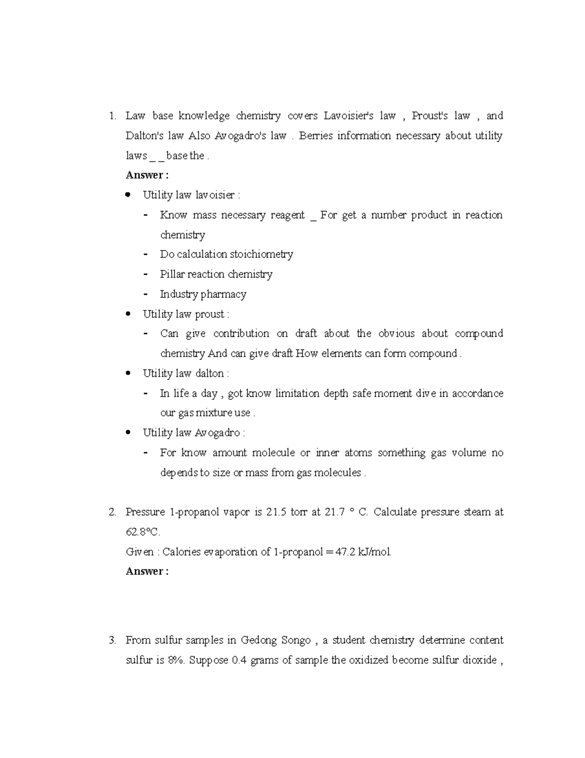 Law base knowledge chemistry - Berries information necessary about ...