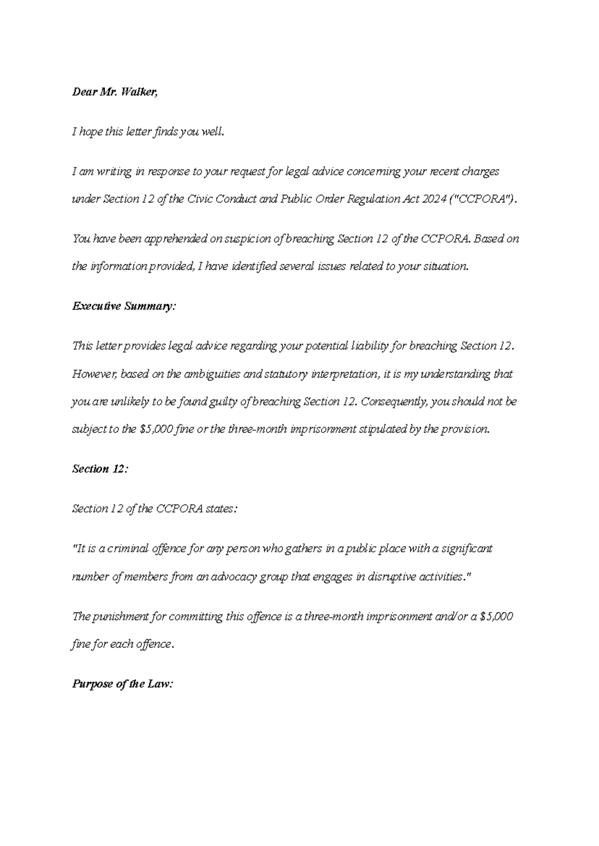 Untitled document - Dear Mr. Walker, I hope this letter finds you well ...