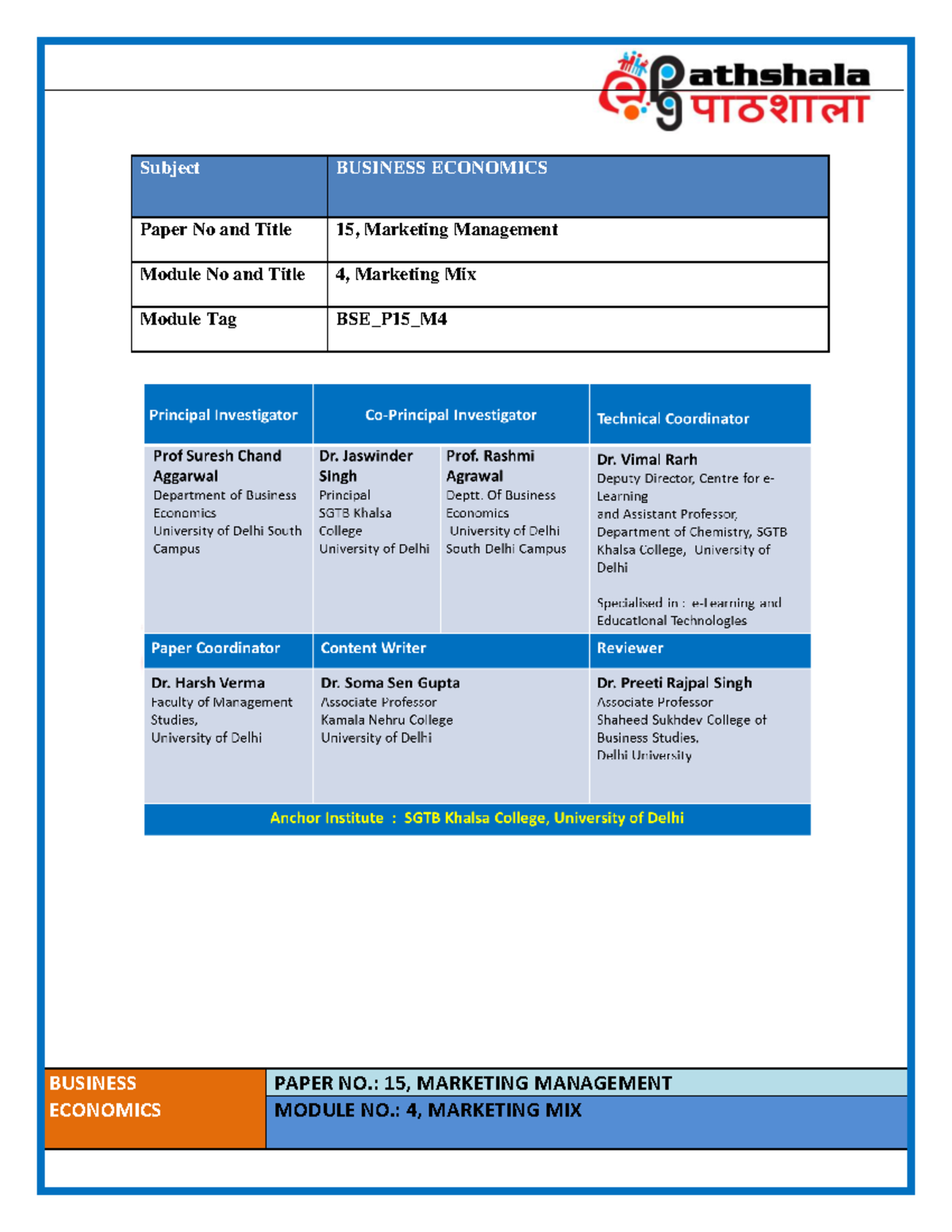 Marketing Mix,Notes. - BUSINESS PAPER NO.: 15, MARKETING MANAGEMENT ...