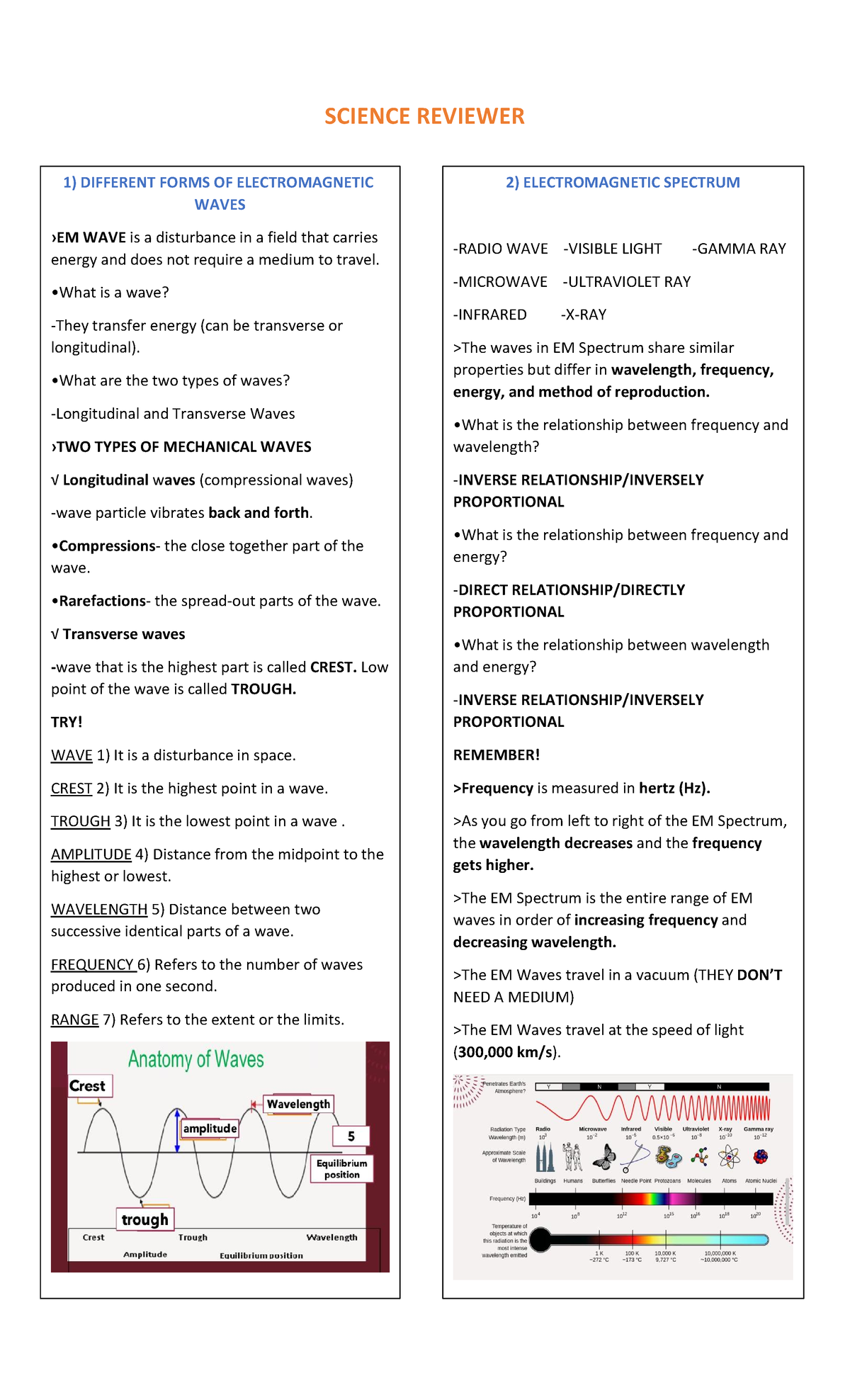 2 Ndquartersciencerevie - SCIENCE REVIEWER 1) DIFFERENT FORMS OF ...