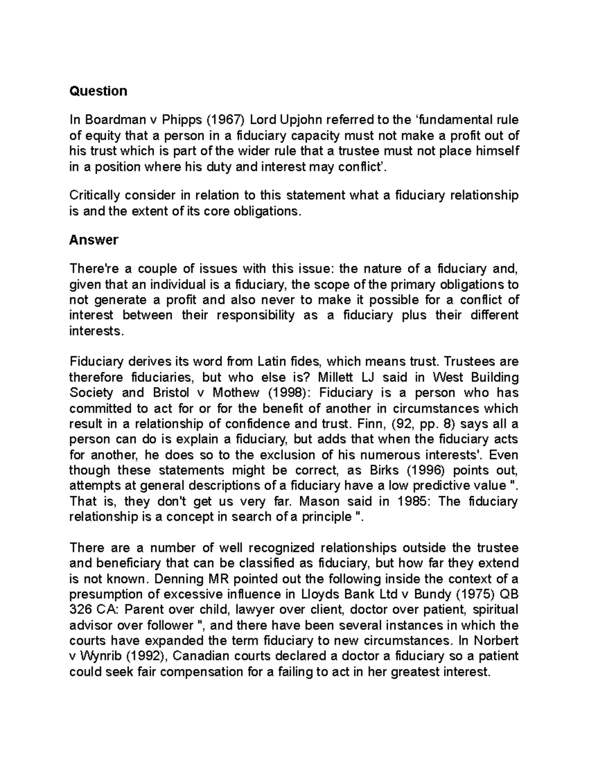 Constructive Trusts - Question In Boardman v Phipps (1967) Lord Upjohn ...