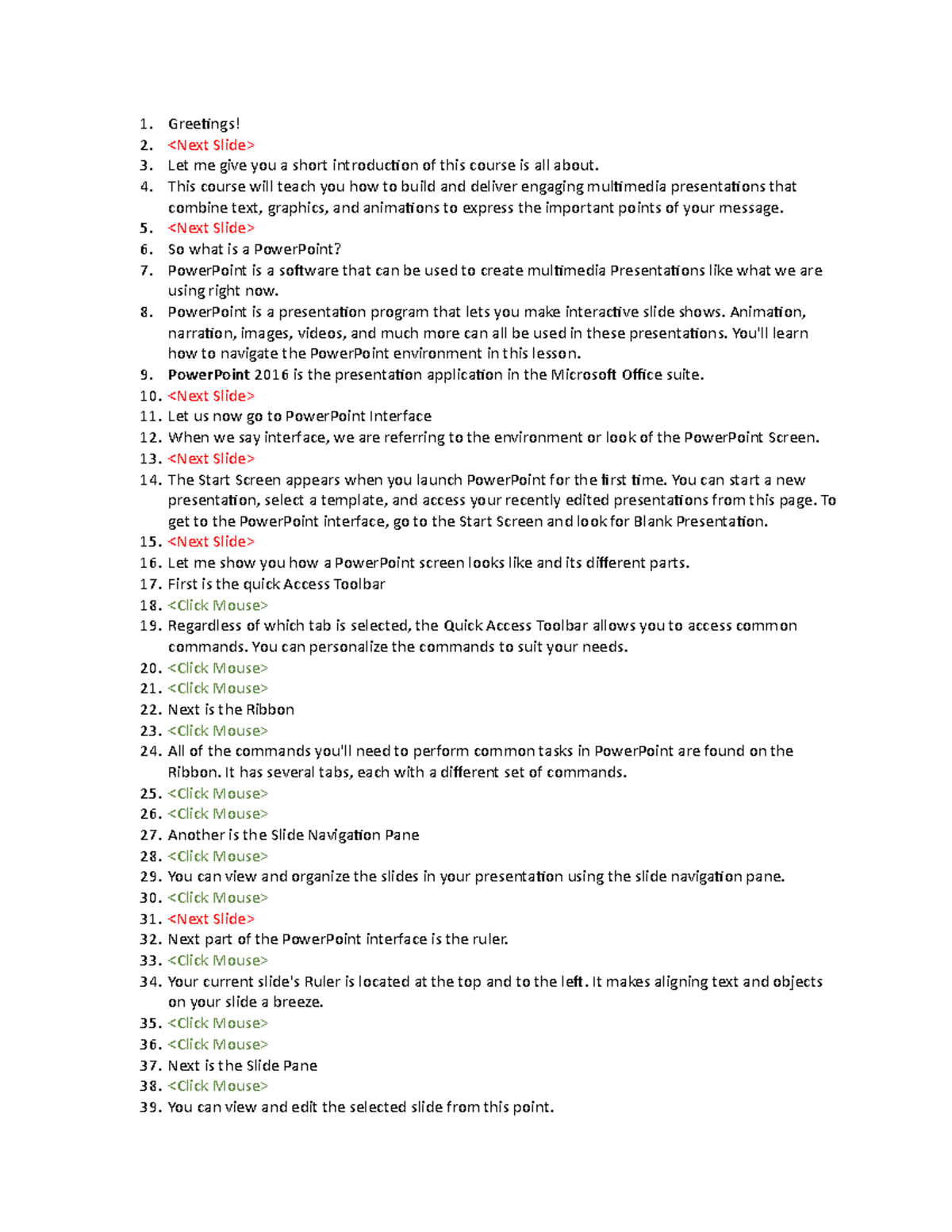 Presentation Lesson 1 Script - Greetings! Let me give you a short ...