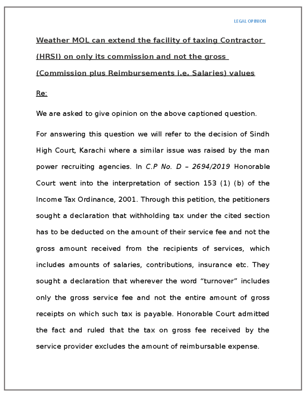 Legal Opinion Service TAX On Excise And Taxation Corporate Financial legal-opinion-service-tax-on-excise-and-taxation-corporate-financial