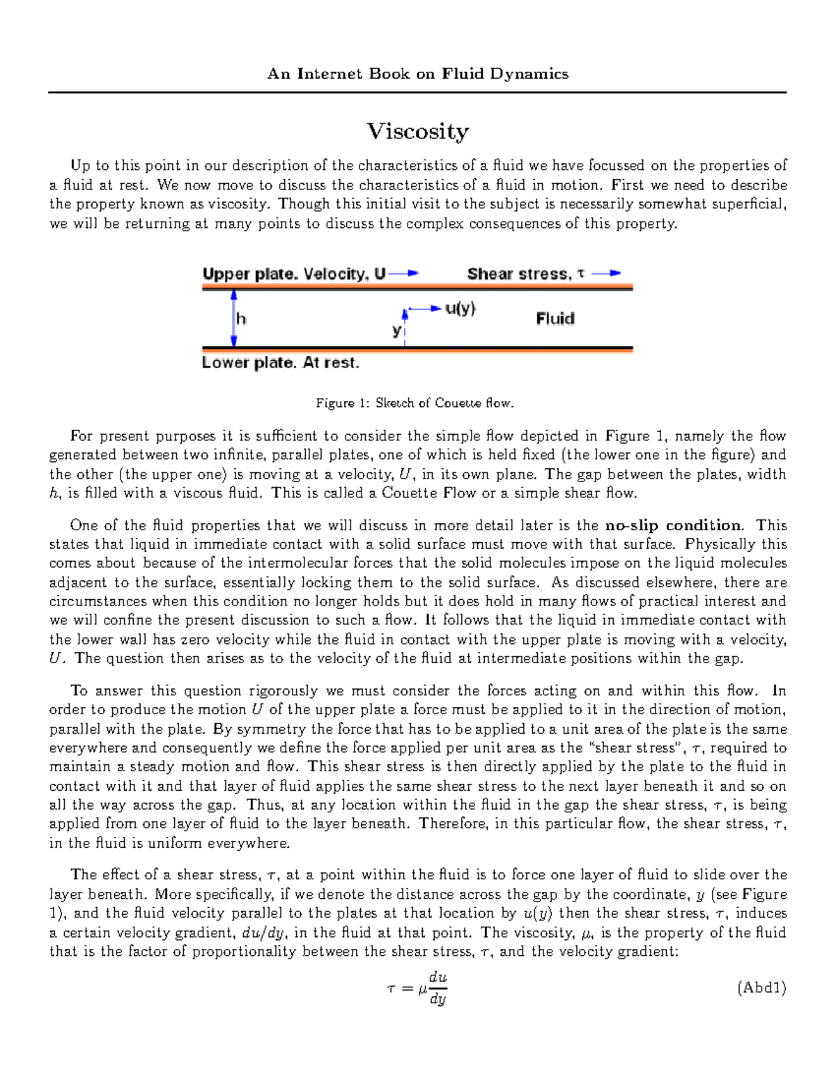 Viscosity - An Internet Book on Fluid Dynamics Viscosity Up to this ...
