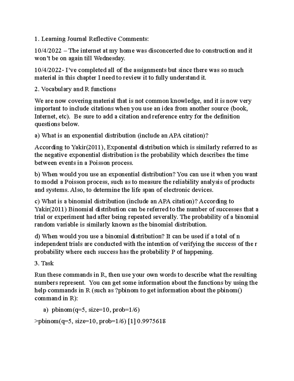 Learning Journal Unit 5 - Learning Journal Reflective Comments: 10/4 ...