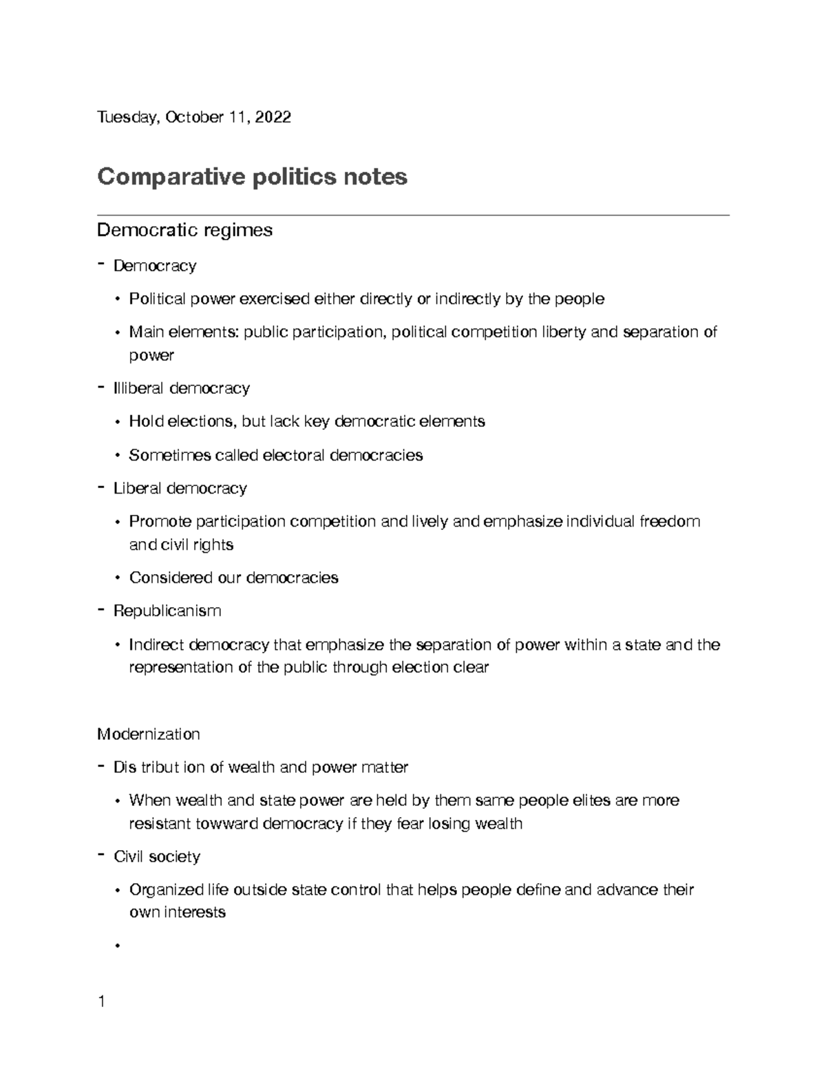 Comparative politics notes oct 11,2022 - Tuesday, October 11, 2022 ...