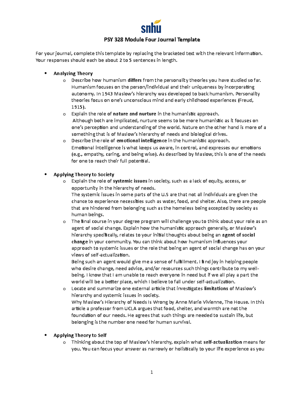 PSY 328 Carter's Module Four Journal - PSY 328 Module Four Journal ...