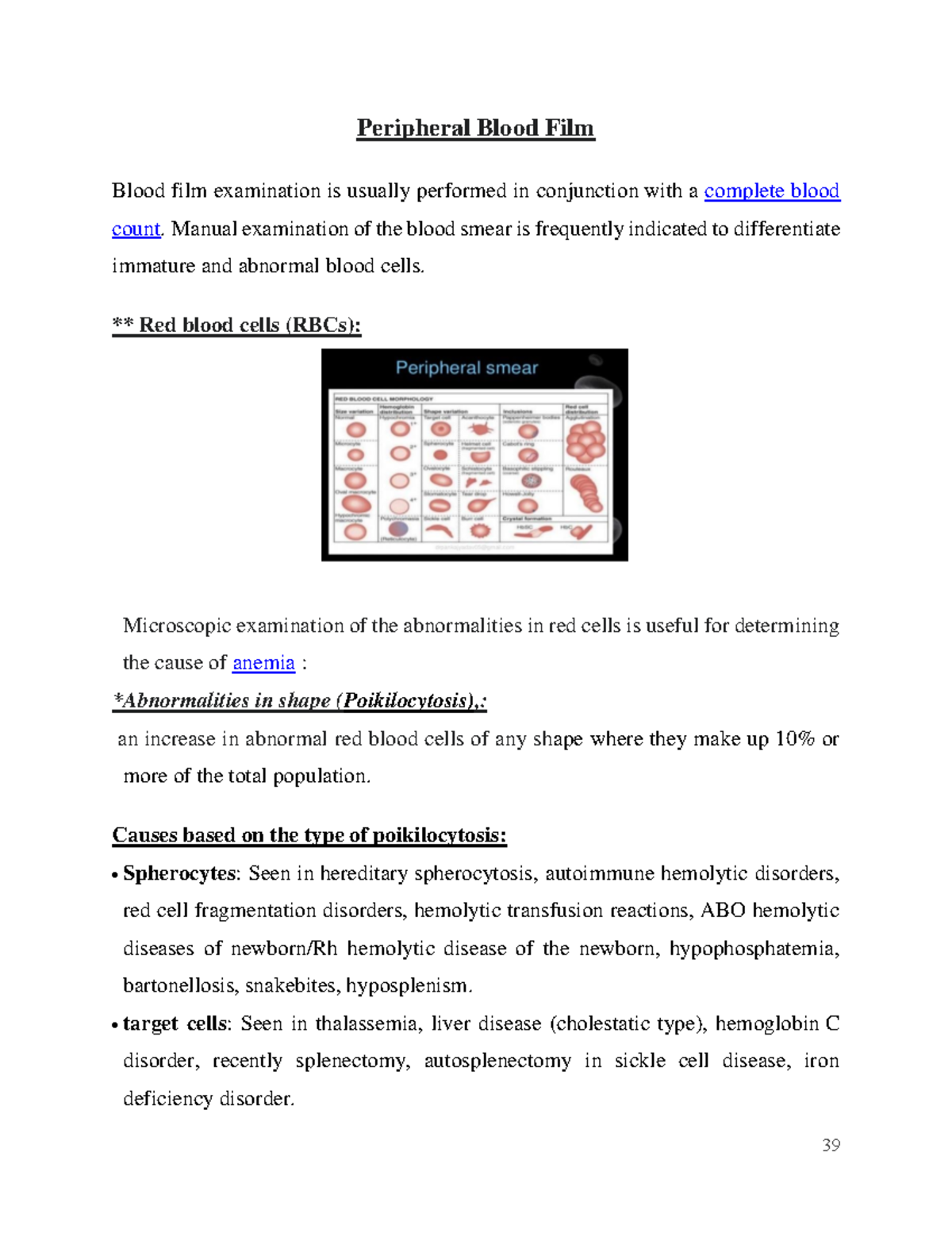 Peripheral Blood Film - Clinical Pathology course - Peripheral Blood ...