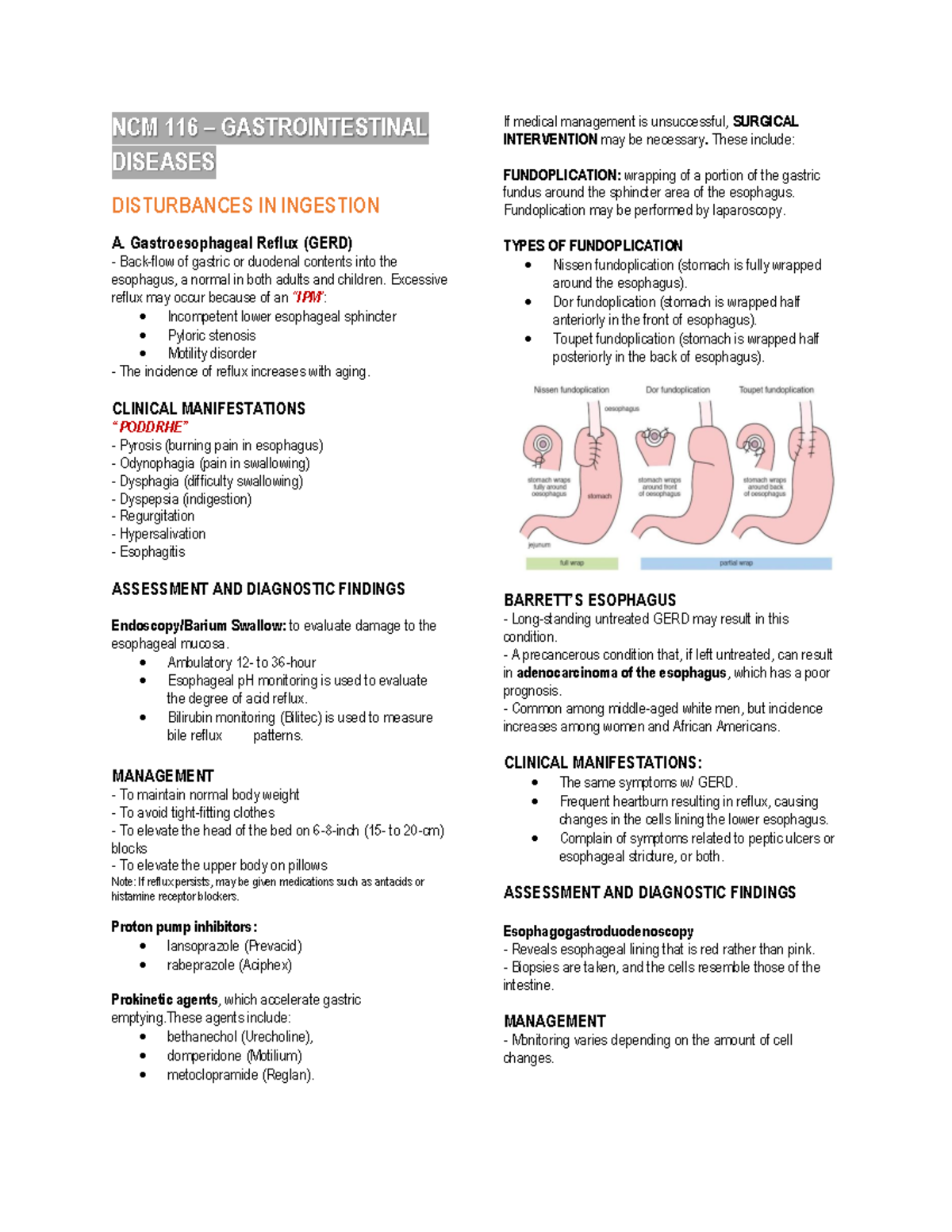 GI- Finals - Gastrointestinal reviewer - NCM 116 – GASTROINTESTINAL ...