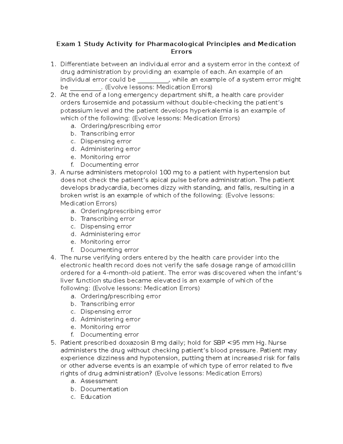 Fill in the blank review 1 - Exam 1 Study Activity for Pharmacological ...