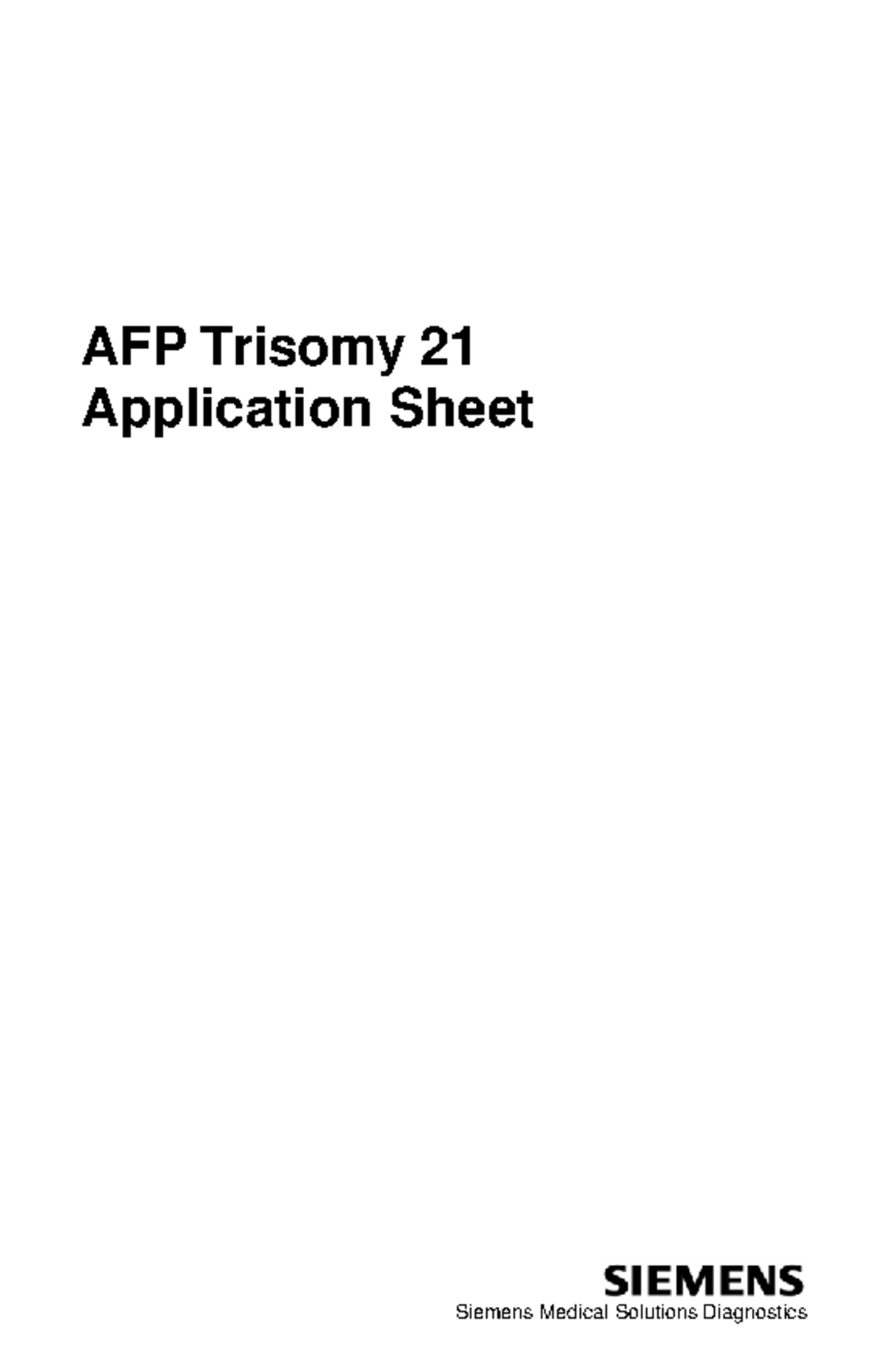 Inserto AFP Trisomy 21 Application Sheet Inmunlite - Siemens Medical ...
