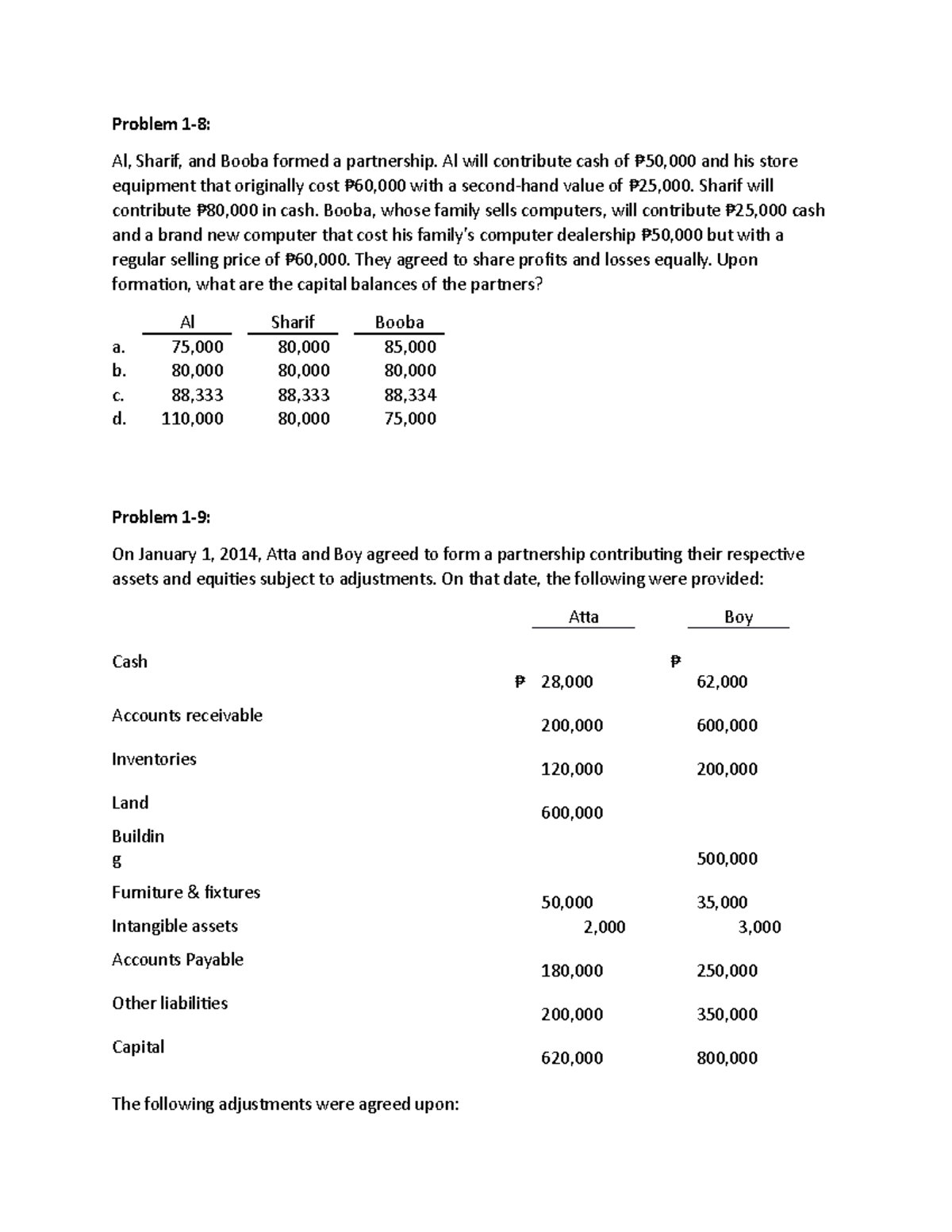 Jpia compress - basic accounting test bank - Problem 1-8: Al, Sharif ...