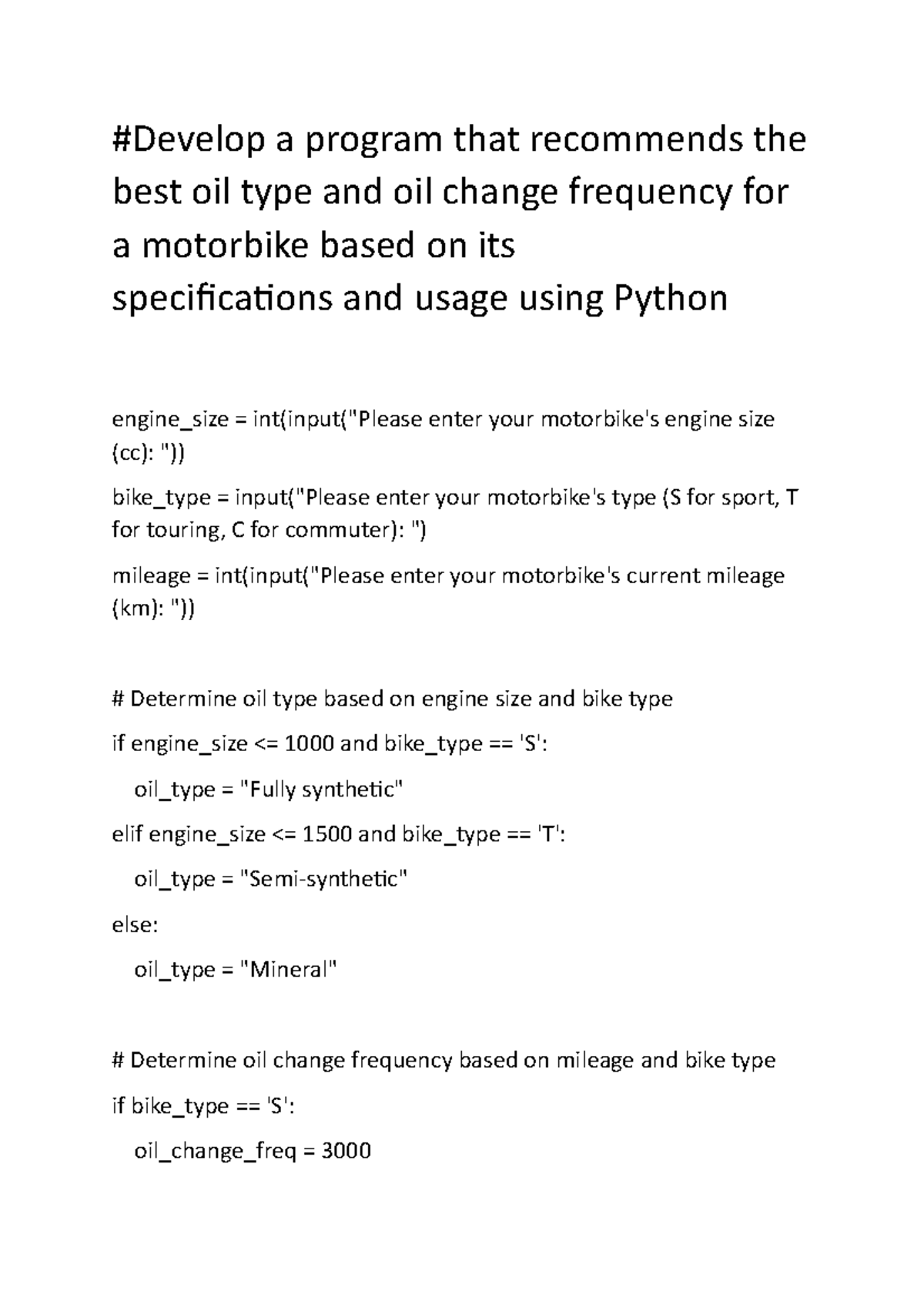 Frequency for a motorbike based on its specifications-python - #Develop ...