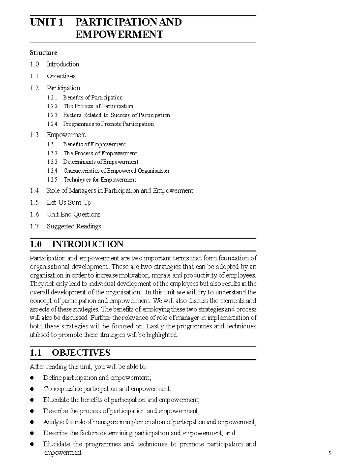 Empowerment and participation - UNIT 1 PARTICIPATION AND EMPOWERMENT ...