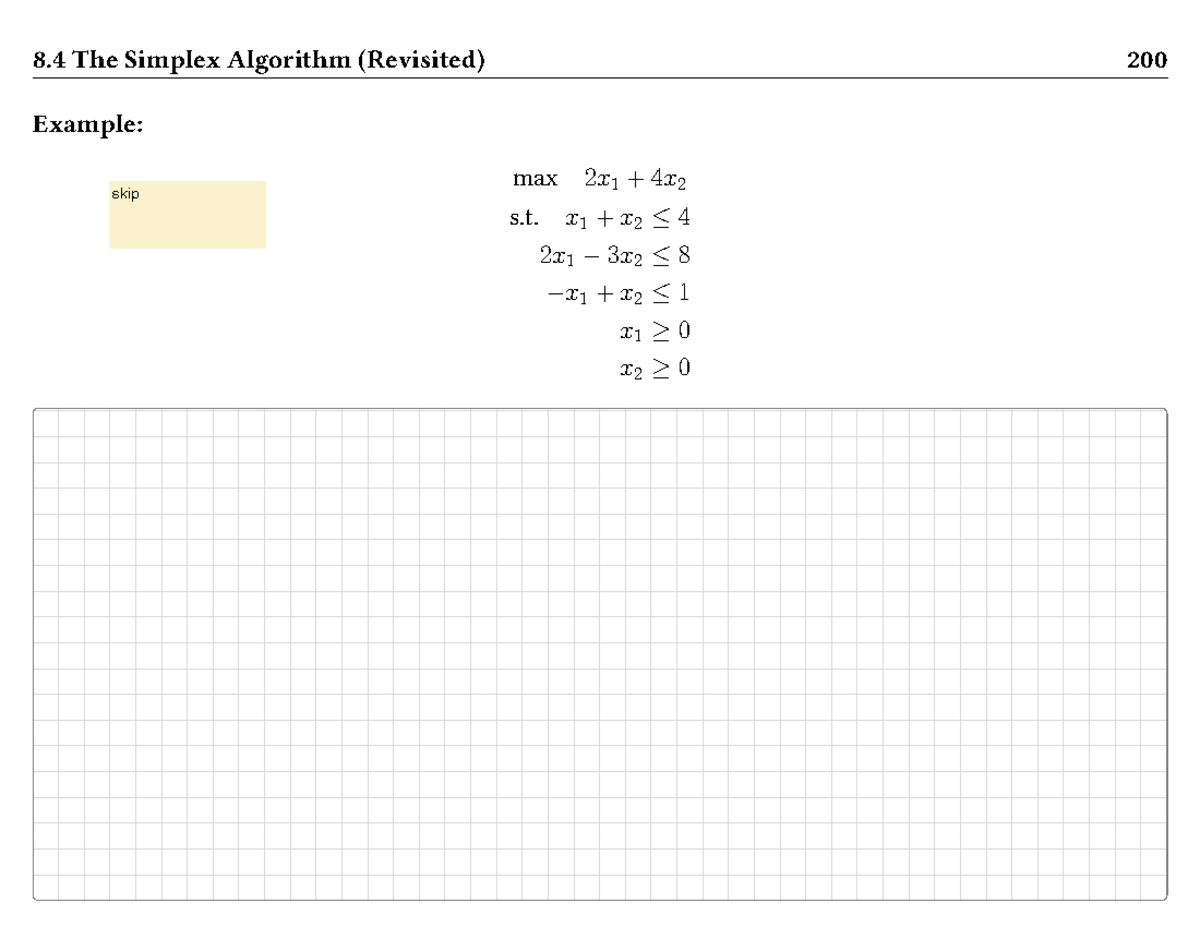 L22-23 (Simplex Example, Search Problems, P and NP) - annotated-final - Example: 8 The Simplex ...
