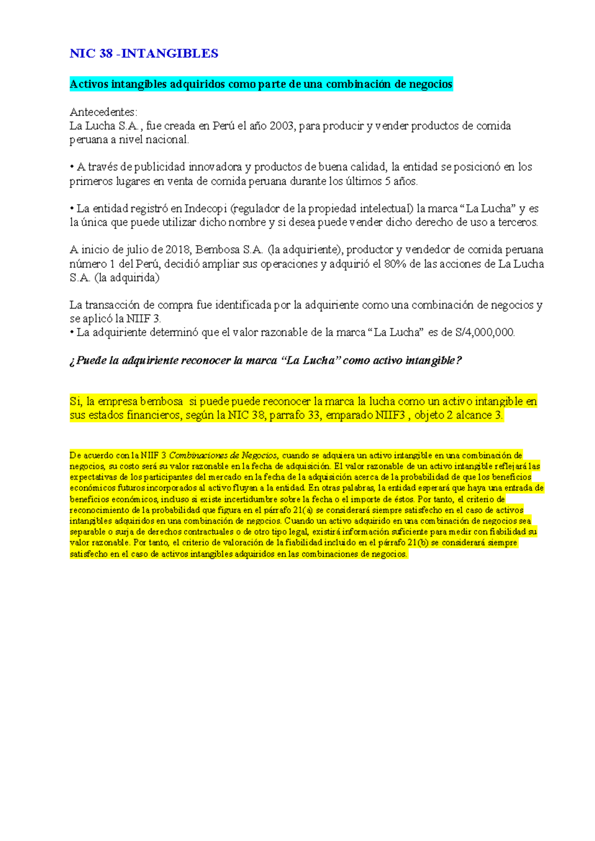 Ejercicios NIC 38 - NIFF 16 - NIC 38 -INTANGIBLES Activos intangibles ...