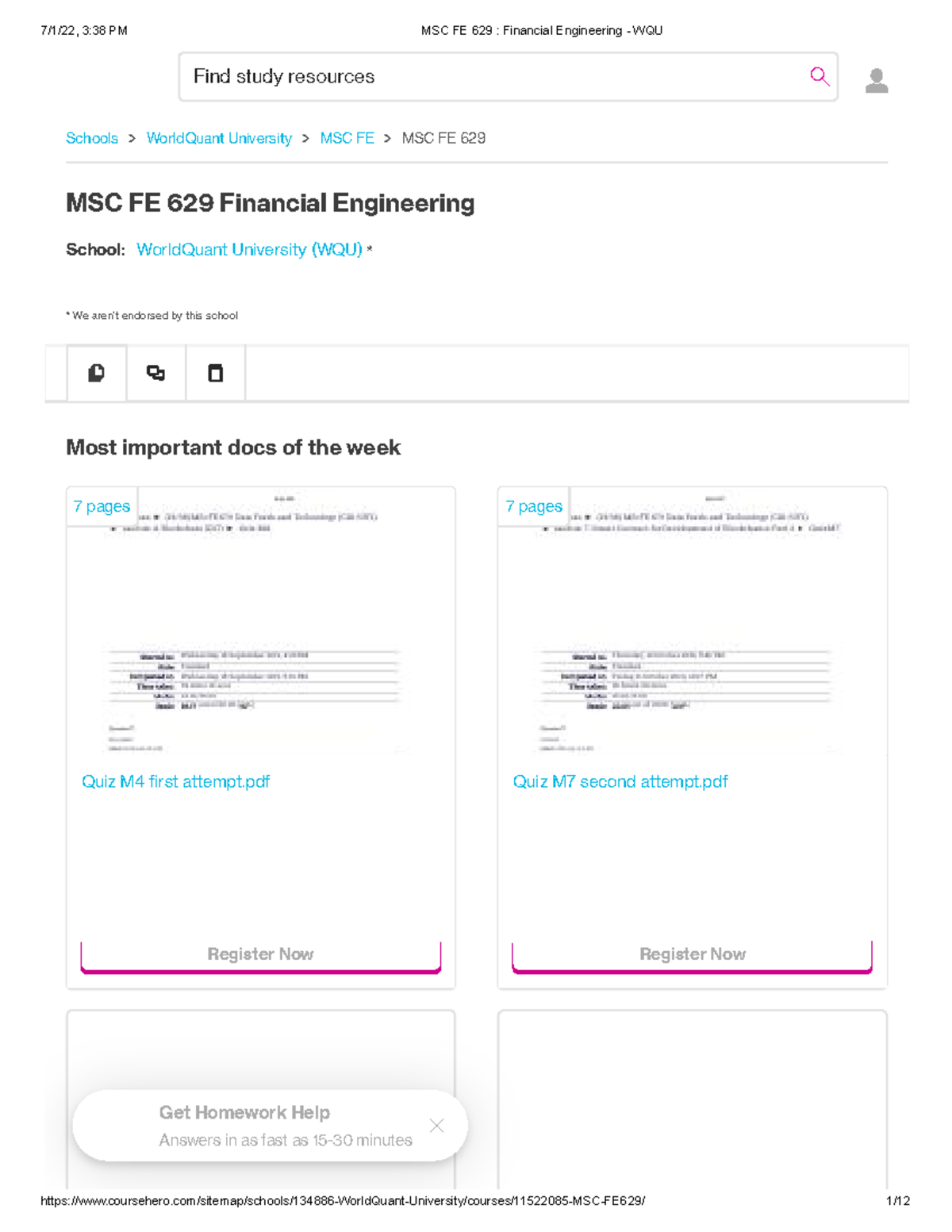 MSC FE 629 Financial Engineering - WQU - Schools* We aren't endorsed by ...