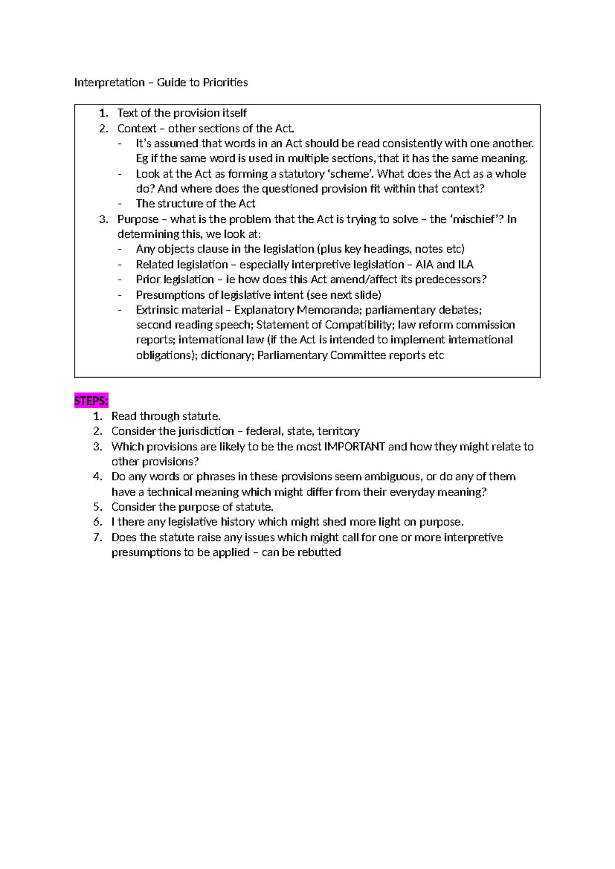 Australian Government & Statutory Interpretation - Interpretation ...