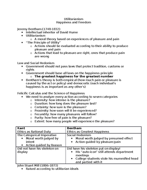 VAL02 Module Chapter 4 Utilitarianism - ETHICS: FOUNDATIONS OF MORAL VALUATION CHAPTER IV: THE ...