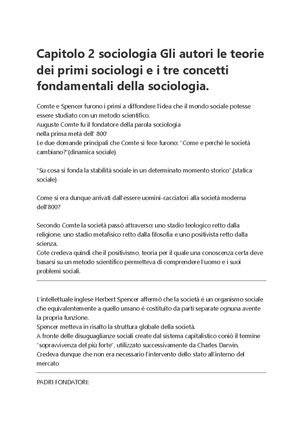 Capitolo 2 sociologia Gli autori le teorie dei primi sociologi e i tre ...