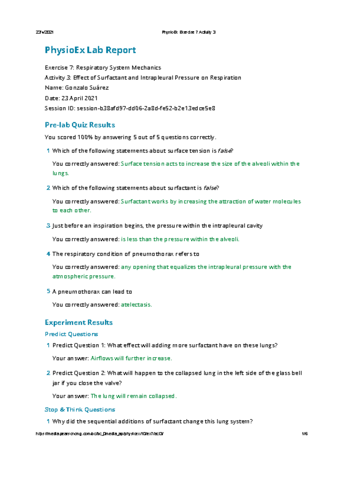 Physio Ex Exercise 7 Activity 3 - PhysioEx Lab Report Exercise 7 ...