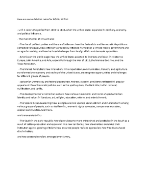 Apush Unit 5 - Class Notes - Detailed Notes for APUSH Unit 5 Unit 5 ...
