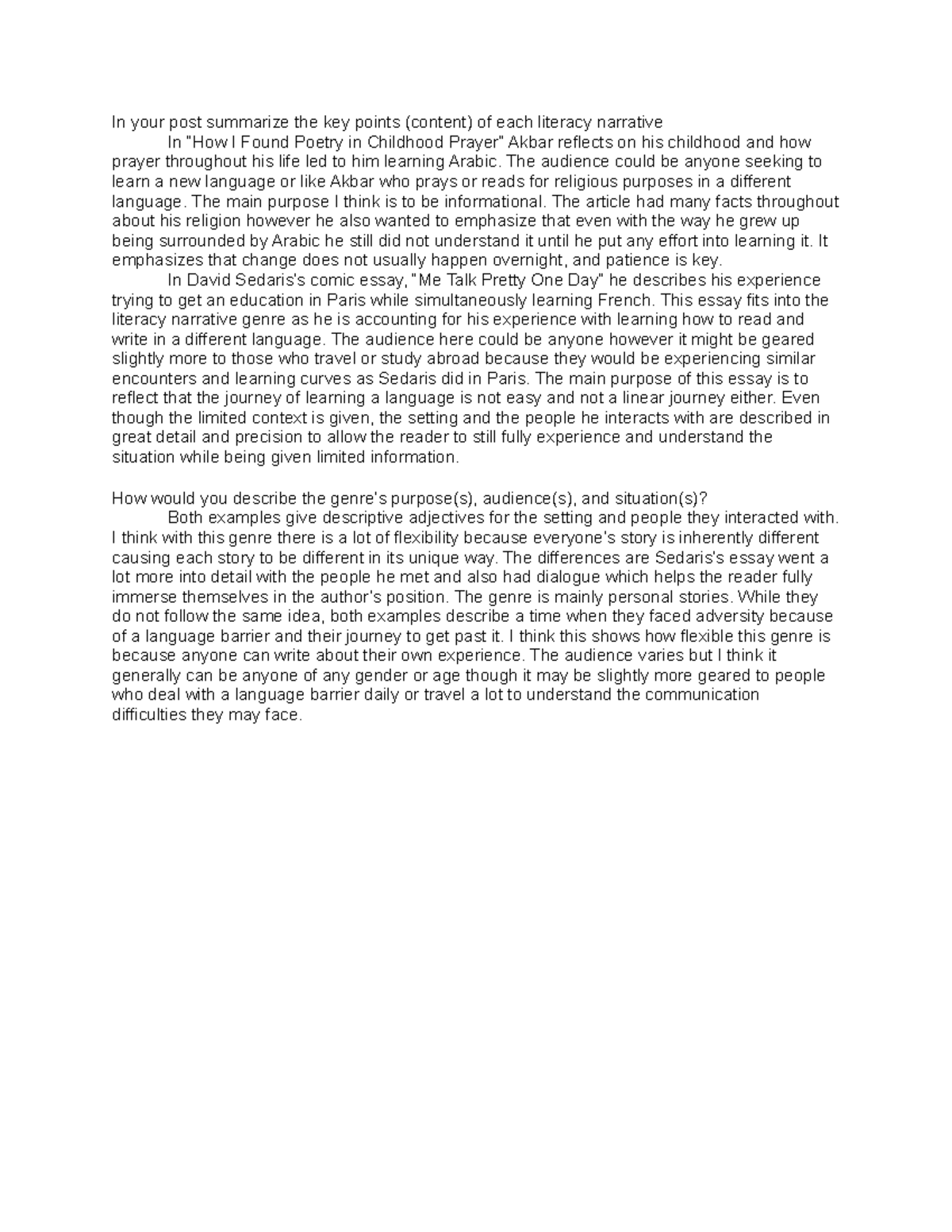 Journal 2 - Assignments for week 2 - In your post summarize the key ...