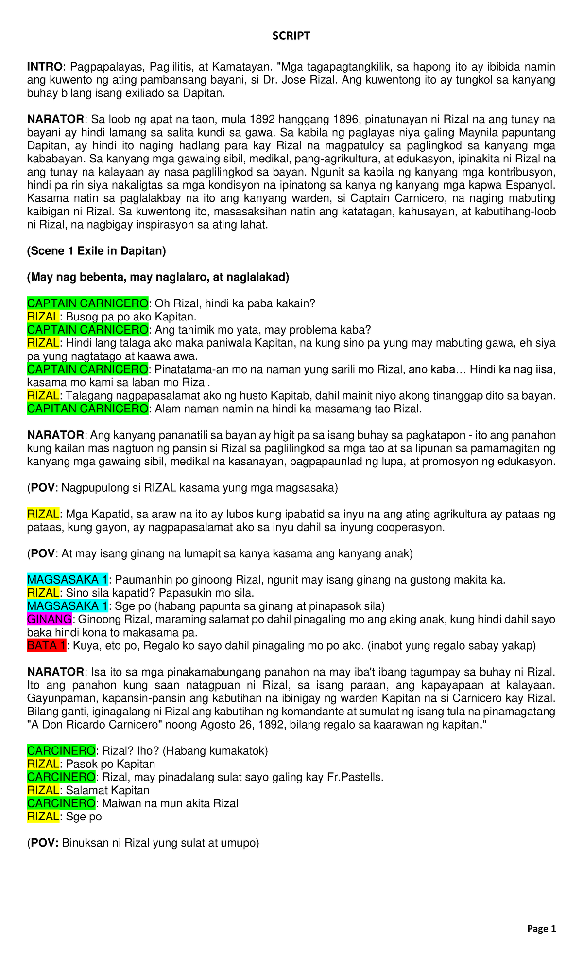 Script Rizal LAST Roleplay 1 1 - SCRIPT INTRO: Pagpapalayas, Paglilitis ...