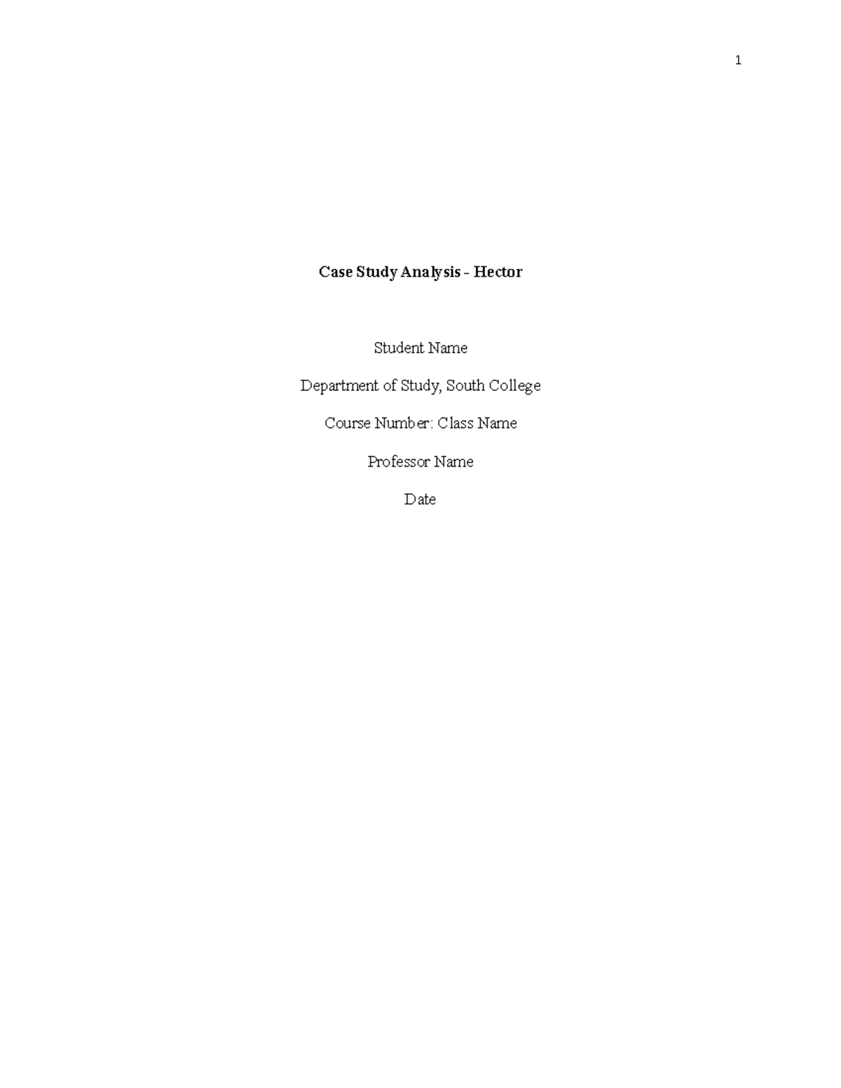 Case Study Final Submission Template - Case Study Analysis - Hector ...