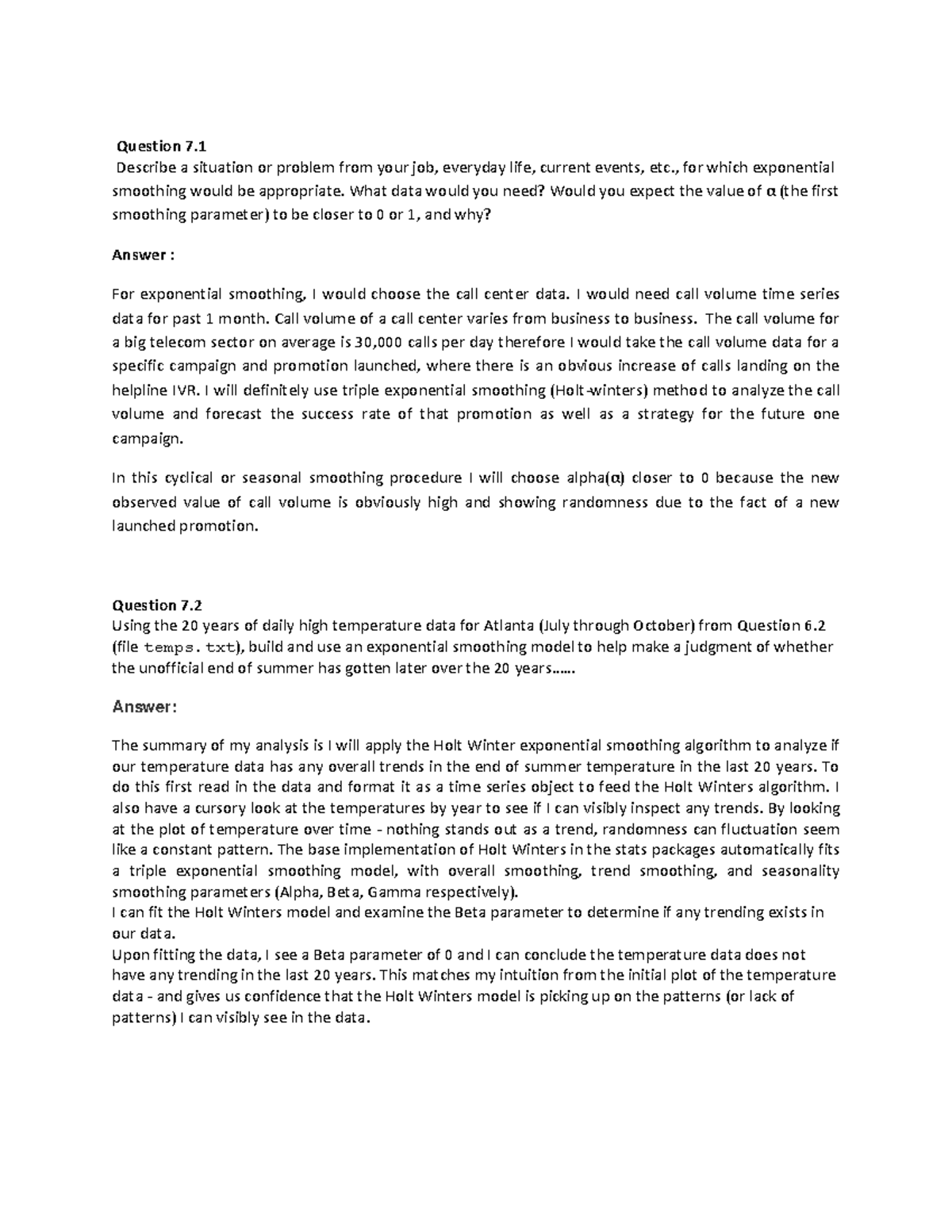 Homework 4 - Question 7. Describe a situation or problem from your job ...