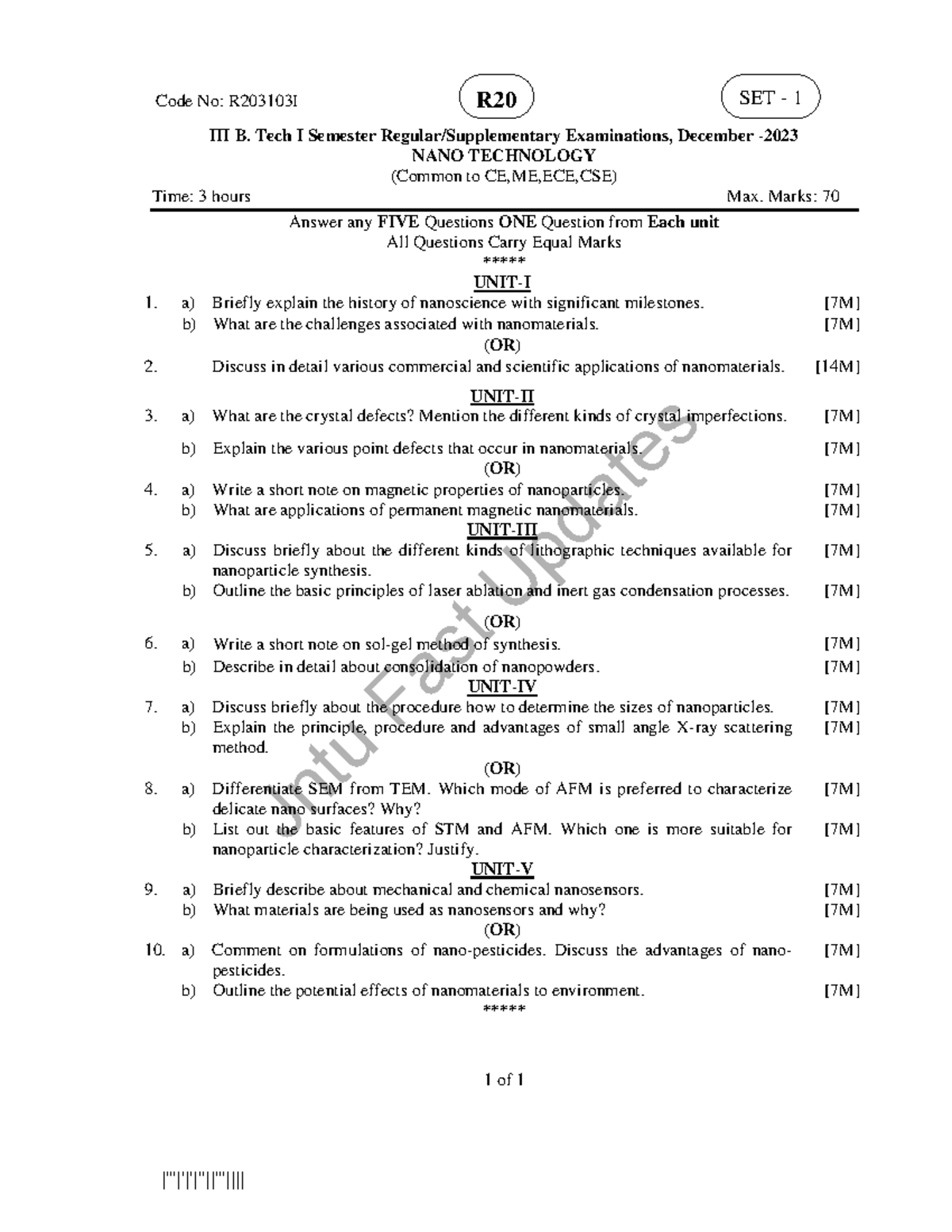 NANO Technology DEC 2023 - |'''|'|'|''||'''|||| III B. Tech I Semester ...
