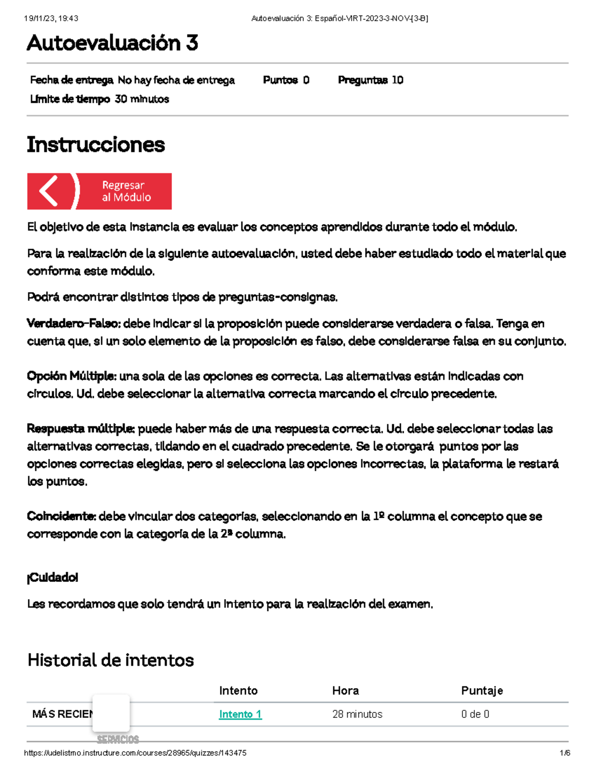 Autoevaluación 3 Español-VIRT-2023-3-NOV-[3-B] - Autoevaluación 3 Fecha ...
