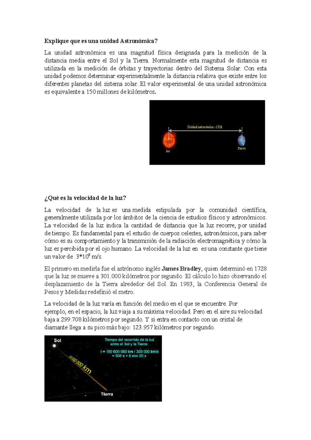 Unidad Astronómica - Tarea hecha manualmente - Explique que es una ...