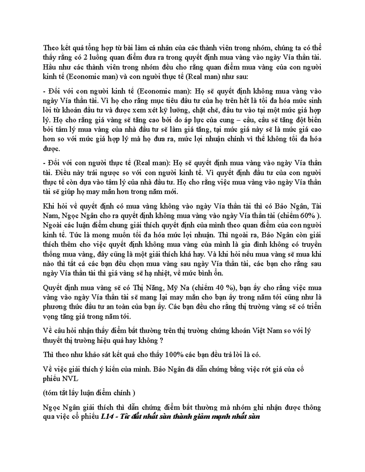 NX Tonghop - dsfsd - Theo kết quả tổng hợp từ bài làm cá nhân của các thành viên trong nhóm ...