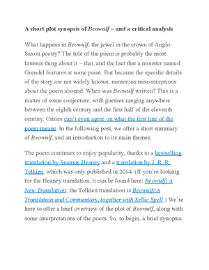 Old and Middle English poetry - Beowulf is the first epic written in ...