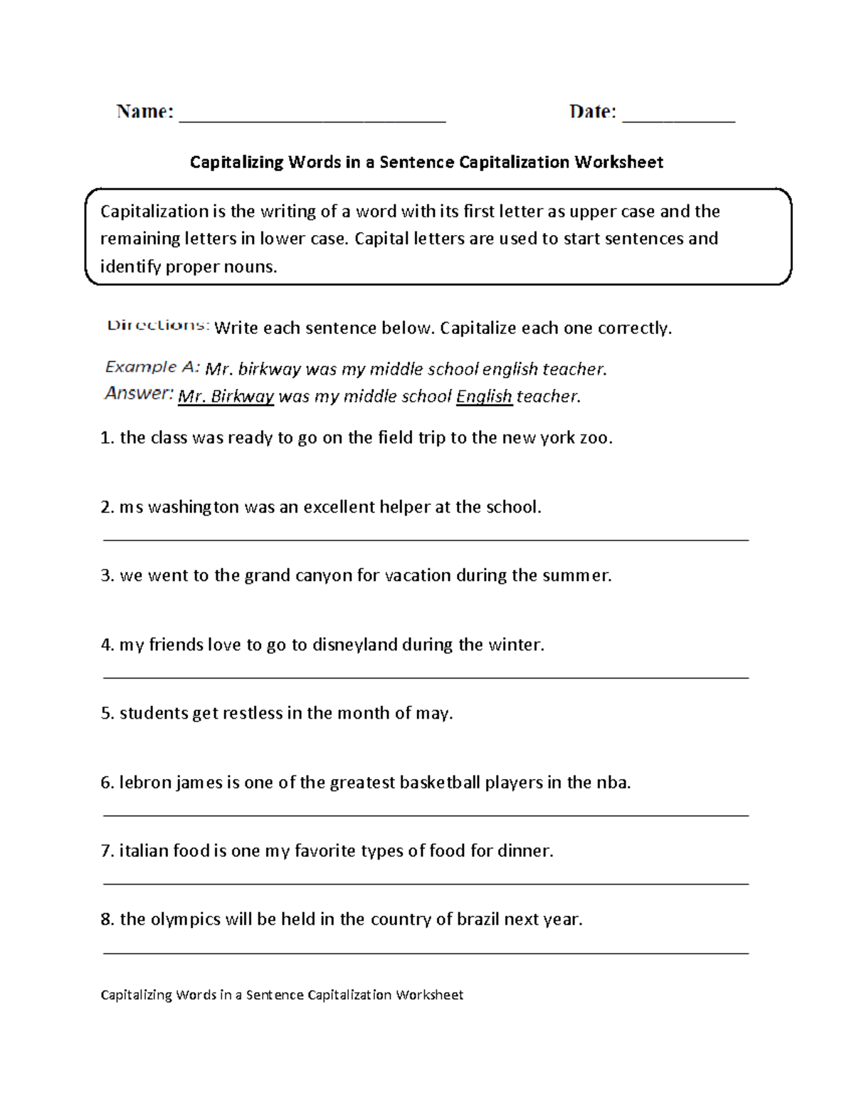 Practice Activity 5 B 2giwayi - Capitalizing Words in a Sentence ...