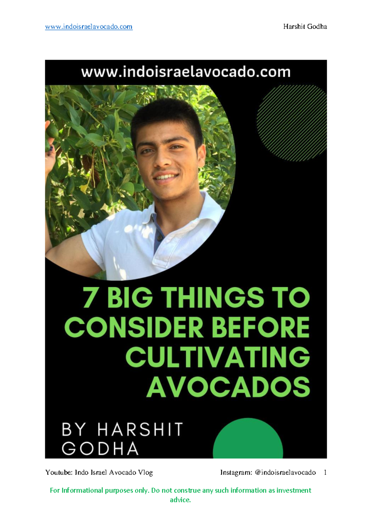 Harshit Godha avocado free ebook v1 - Youtube: Indo Israel Avocado Vlog ...