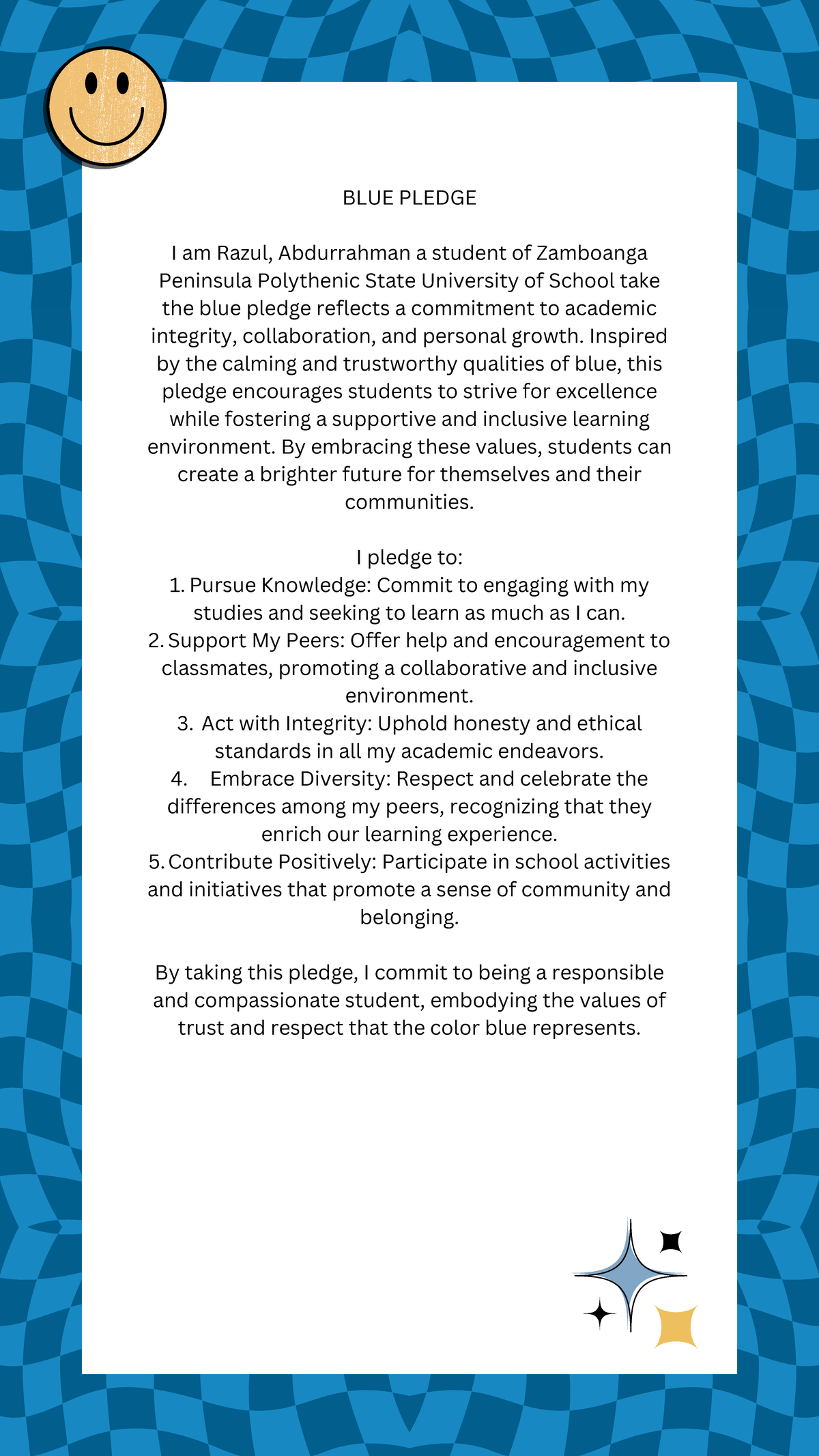 Blue and White Simple Retro Background Instagram Story - BLUE PLEDGE I ...