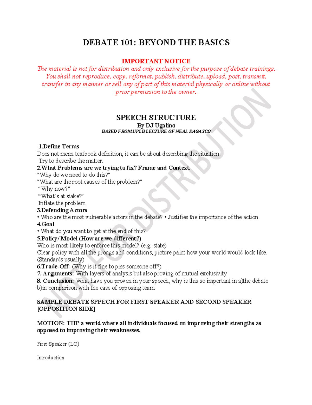 Debate-101-Notes - Notes about debate. - DEBATE 101: BEYOND THE BASICS ...