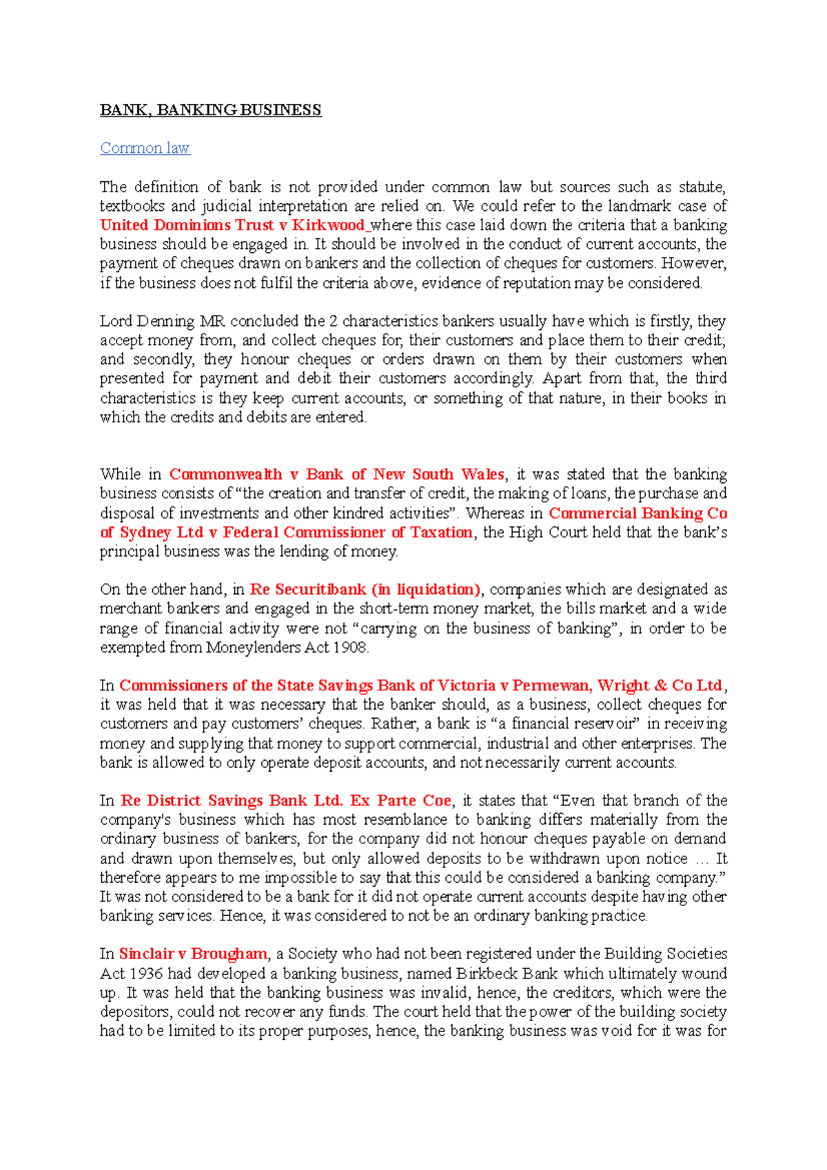 2. Banker and Customer Notes - BANK, BANKING BUSINESS Common law The ...